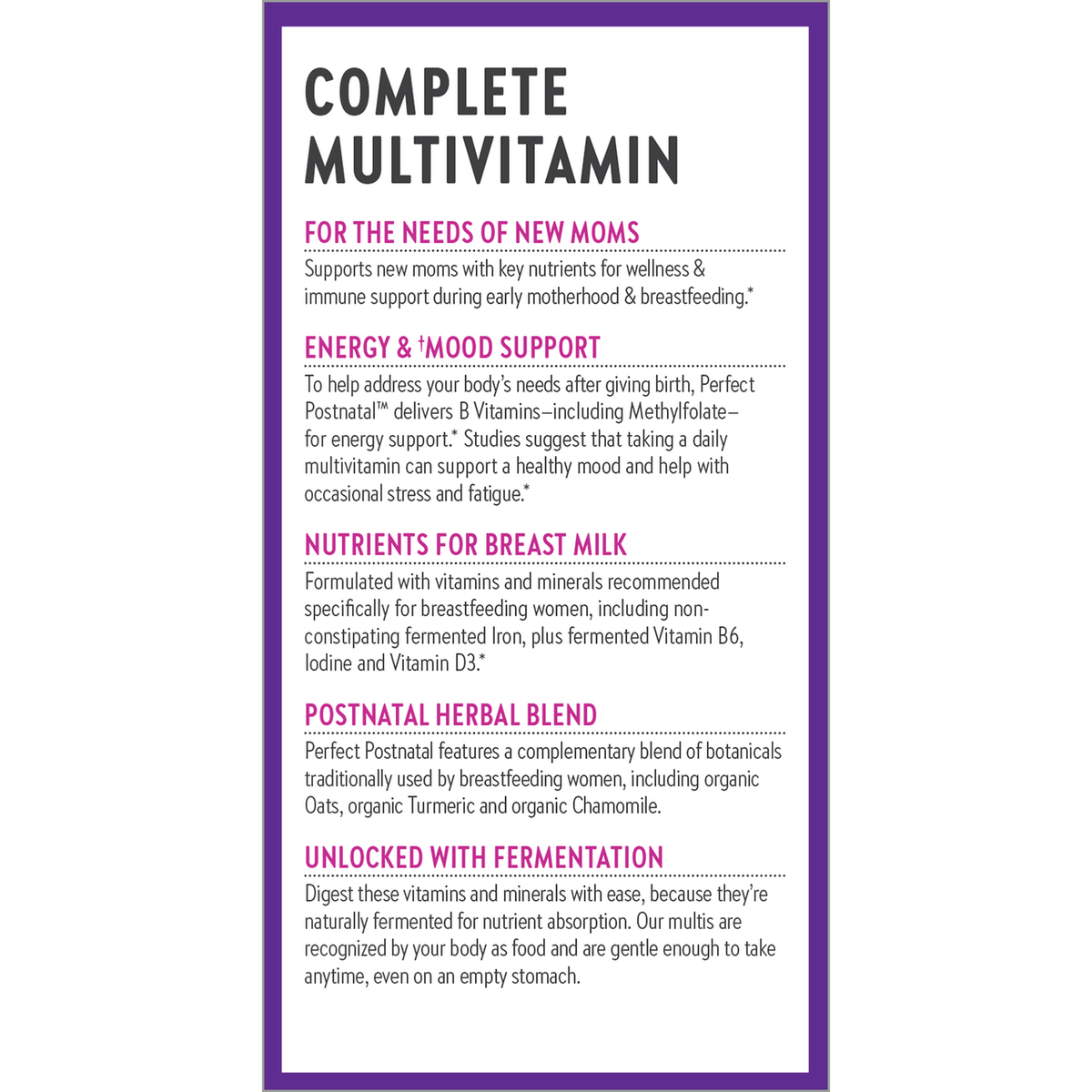 Perfect Postnatal™ Multivitamin for Nursing | New Chapter