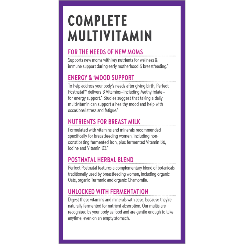 Perfect Postnatal™ Multivitamin for Nursing | New Chapter