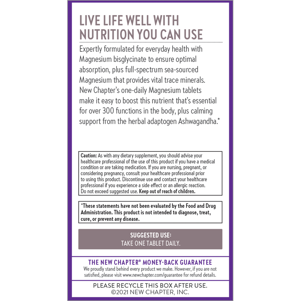Ashwagandha and Magnesium Supplement Tablets | New Chapter