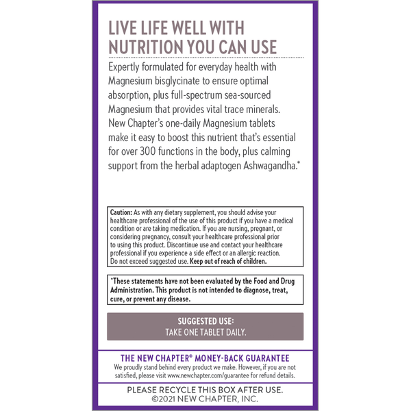 Ashwagandha and Magnesium Supplement Tablets | New Chapter