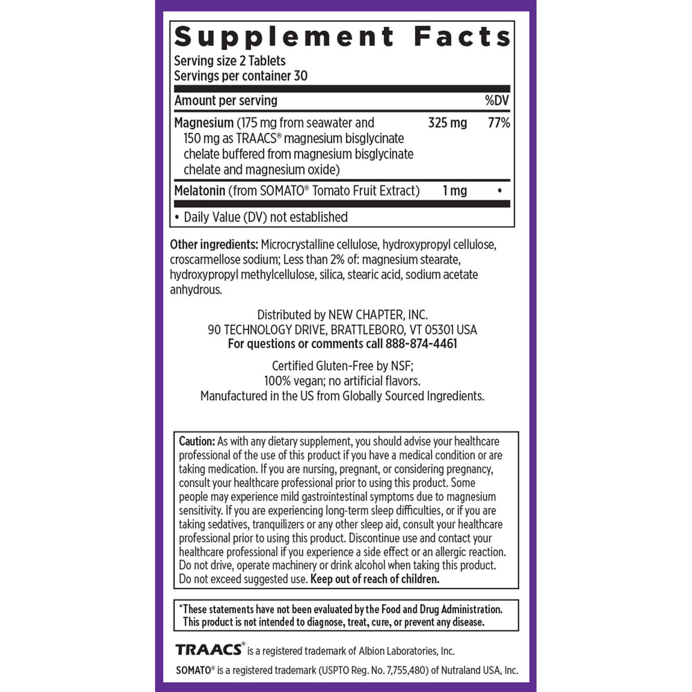 Magnesium + Plant-Based Melatonin Supplement for Sleep | New Chapter